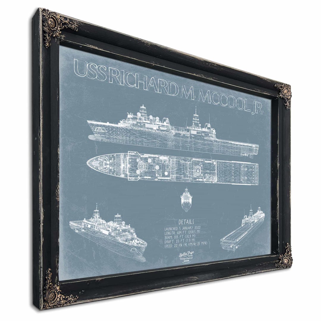 USS Richard M. Mccool Jr. (LPD-29) Blueprint Wall Art - Original ...