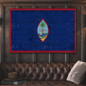 Guam Flag Weathered Wood Look Wall Art - Vintage Guam Island Territory ...