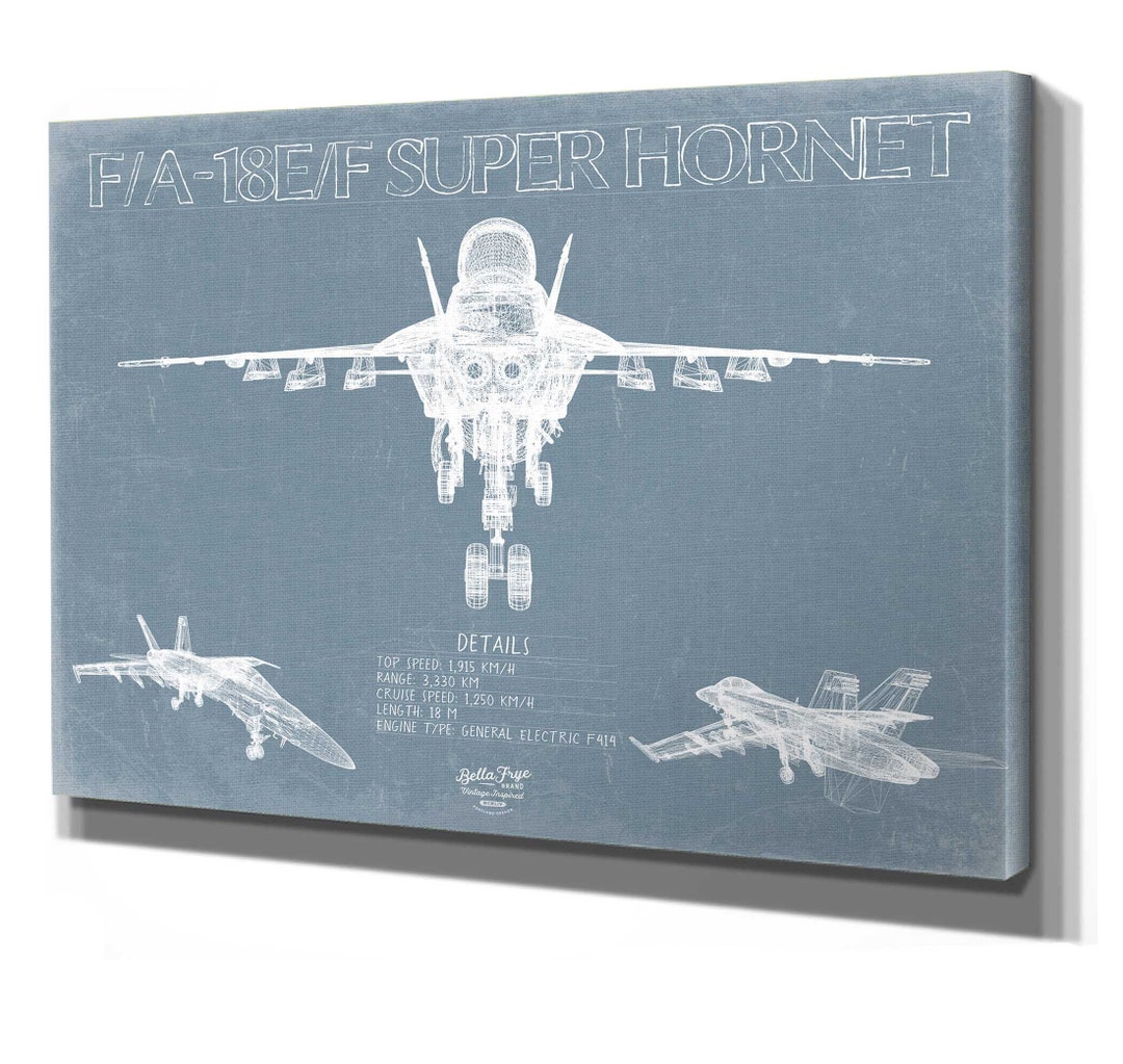 Boeing F/A 18E/F Super Hornet Aircraft Blueprint Wall Art Original ...