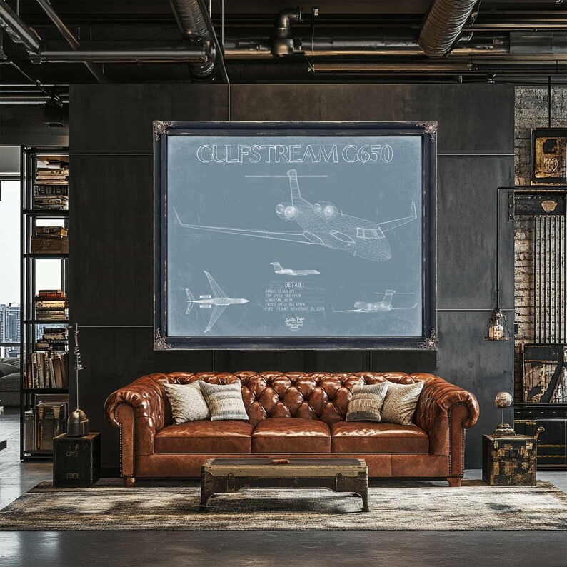 Gulfstream G650 Aircraft Blueprint Wall Art - Original Aviation Plane ...