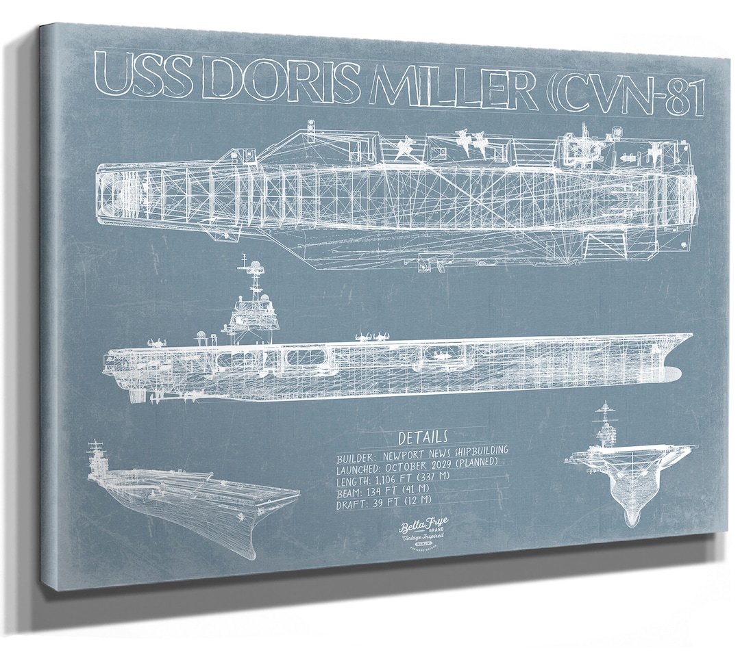 USS Doris Miller (CVN-81) Blueprint Wall Art - Original Carrier Print ...