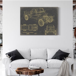 Vintage 1951 Chevrolet 3100 Pickup Model Mancave Blueprint Art - Etsy