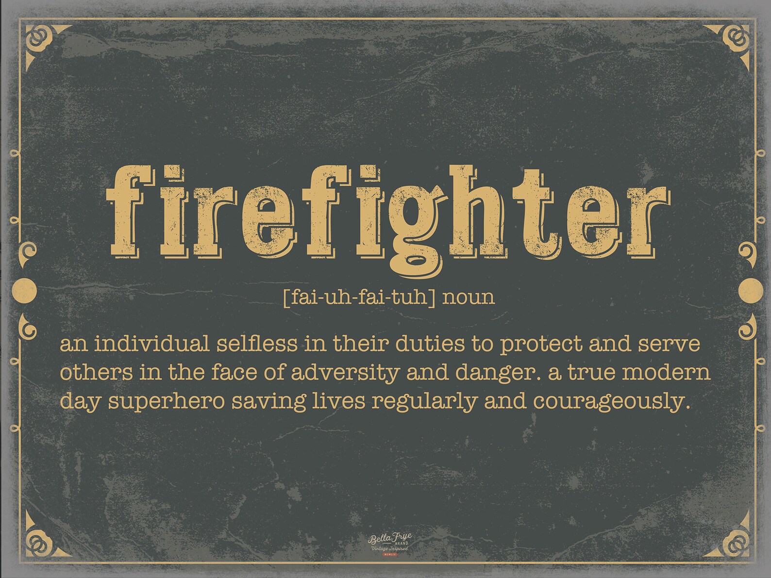 Firefighter Word Definition Wall Art Gift for Firefighter - Etsy