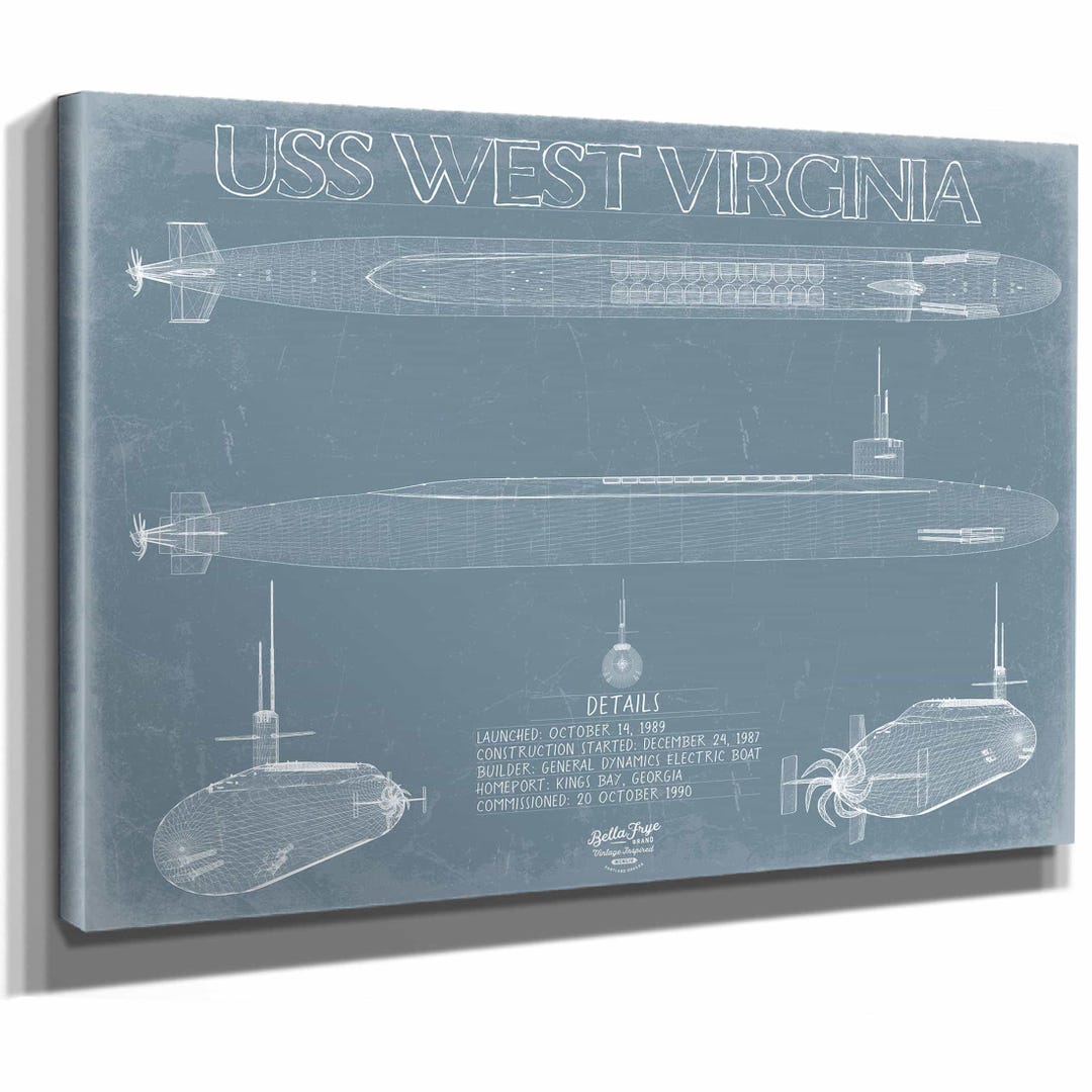 USS West Virginia (SSBN-736) Blueprint Wall Art - Original Submarine ...