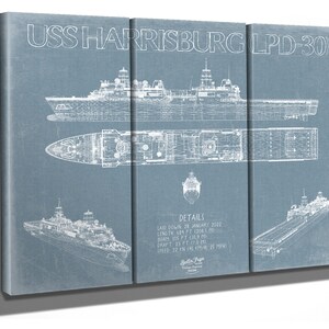 USS Harrisburg (LPD-30) Blueprint Wall Art - Original Amphibious ...