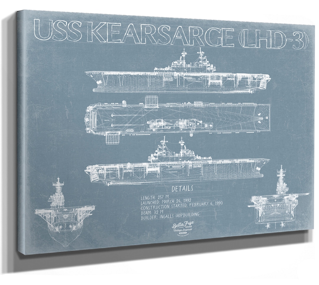 USS Kearsarge LHD-3 Blueprint Wall Art Original Amphibious Assault Ship ...
