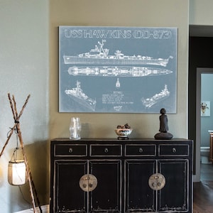 USS Hawkins (DD-873) Blueprint Wall Art - Original Destroyer Print - Etsy