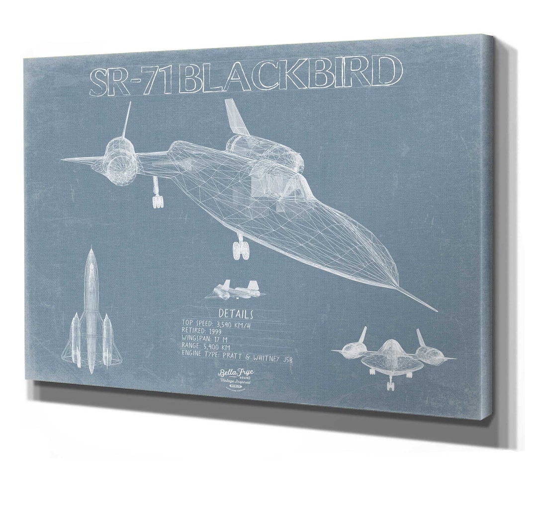 Lockheed SR-71 Blackbird Aircraft Blueprint Wall Art - Original ...