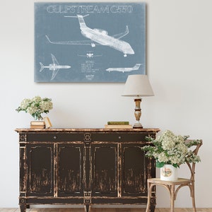 Gulfstream G550 Aircraft Blueprint Wall Art - Original Aviation Plane ...