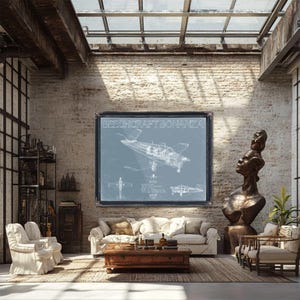 Beechcraft Bonanza Aircraft Blueprint Wall Art - Original Aviation ...