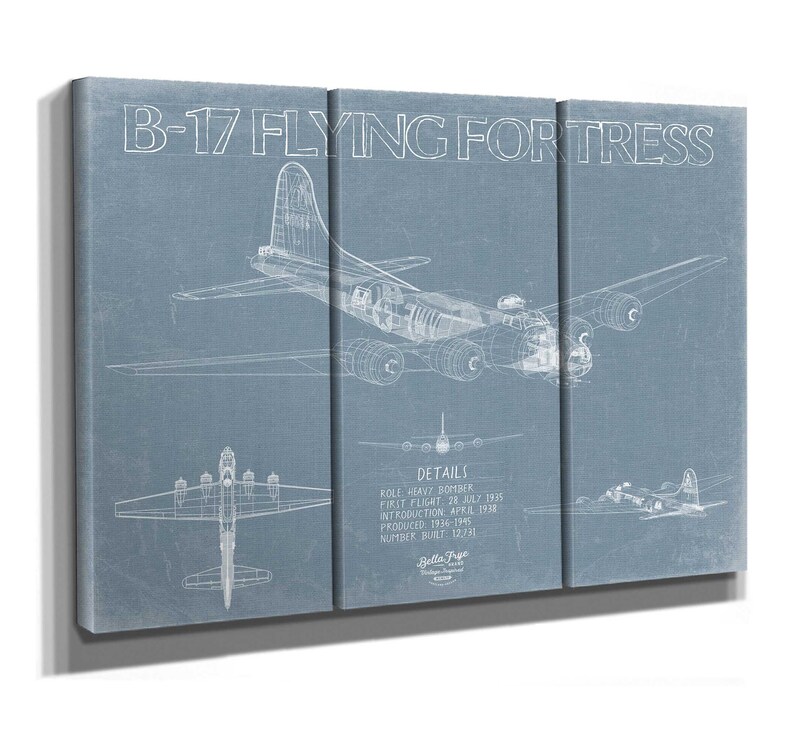 B-17 Flying Fortress Aircraft Blueprint Wall Art Original - Etsy