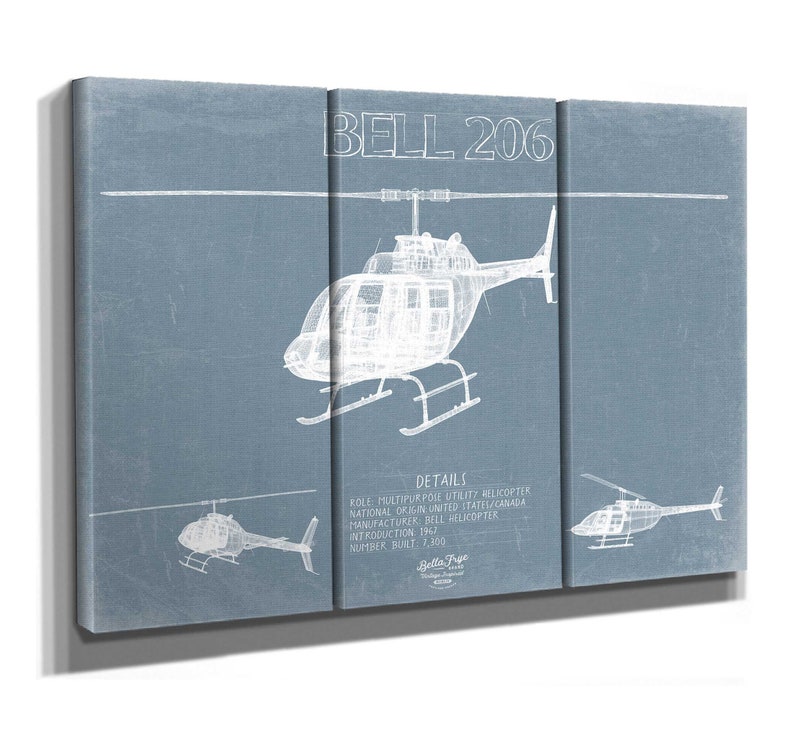 Bell 206 Helicopter Blueprint Wall Art Original Aviation - Etsy