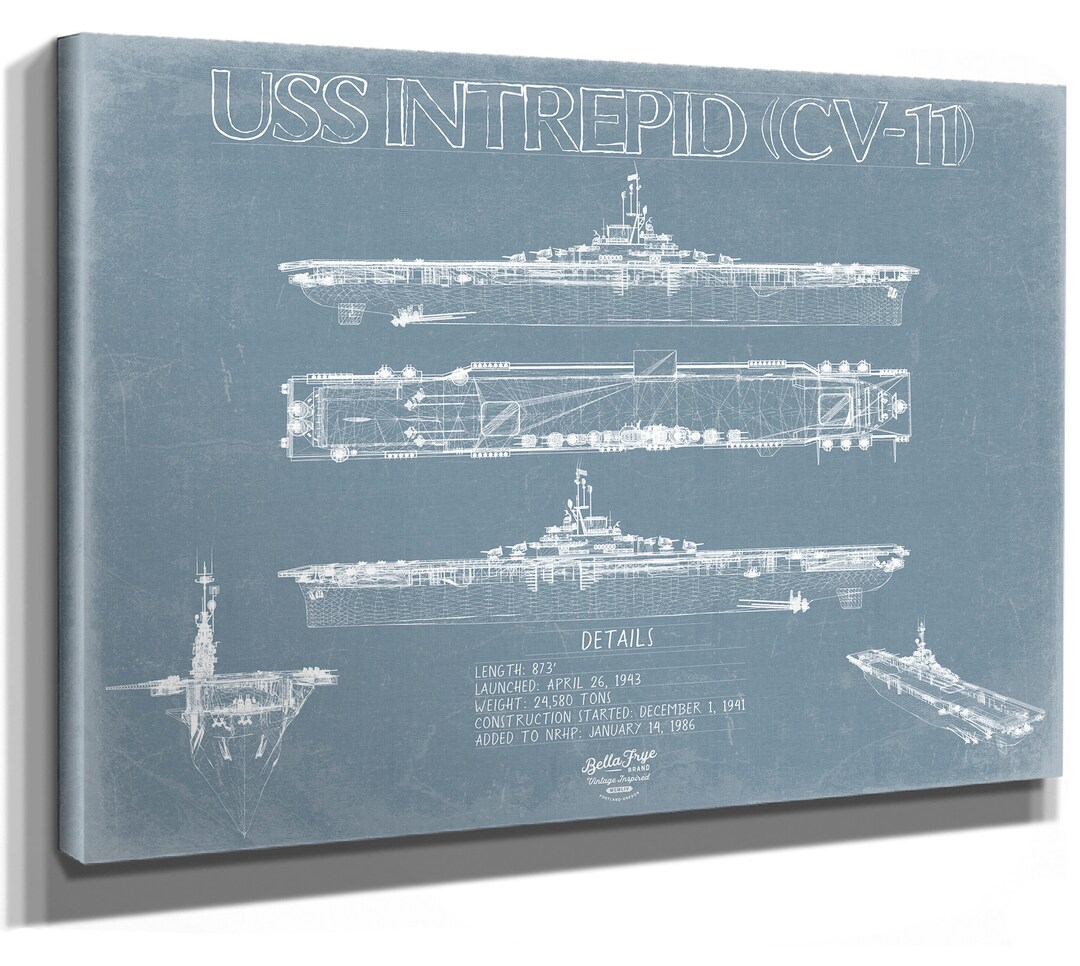 USS Intrepid (CV-11) Blueprint Wall Art - Original Carrier Print - Etsy