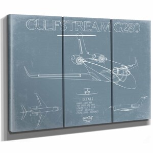 Gulfstream G280 Aircraft Blueprint Wall Art - Original Airplane Print ...