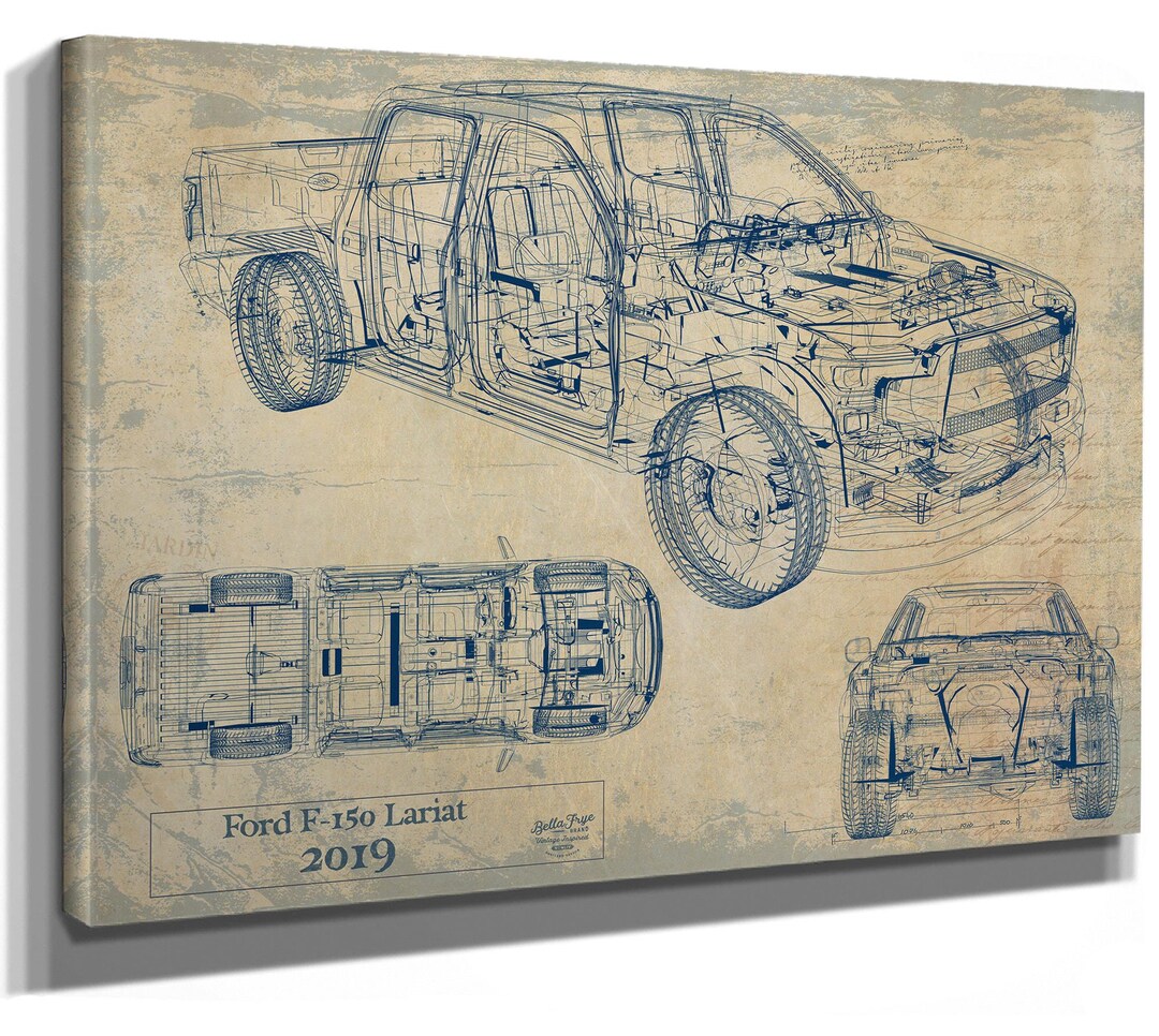 2019 Ford F-150 Lariat Blueprint Art: Automotive Canvas Print - Etsy
