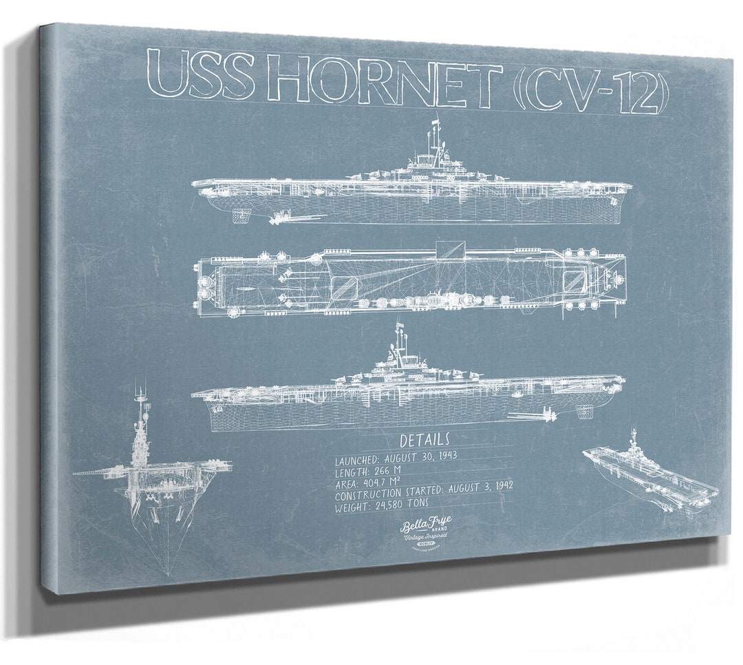 USS Hornet (CV-12) Blueprint Wall Art - Original Carrier Print - Etsy