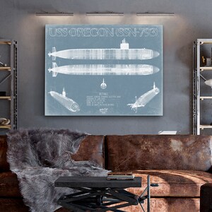 USS Oregon SSN-793 Blueprint Wall Art Original Submarine - Etsy