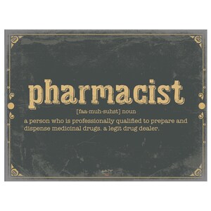 Pharmacist Word Definition Wall Art - Gift for Pharmacist Lover Artwork ...