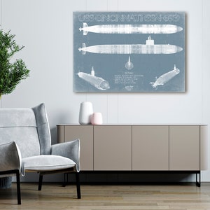 USS Cincinnati (SSN-693) Blueprint Wall Art - Original Submarine Print ...