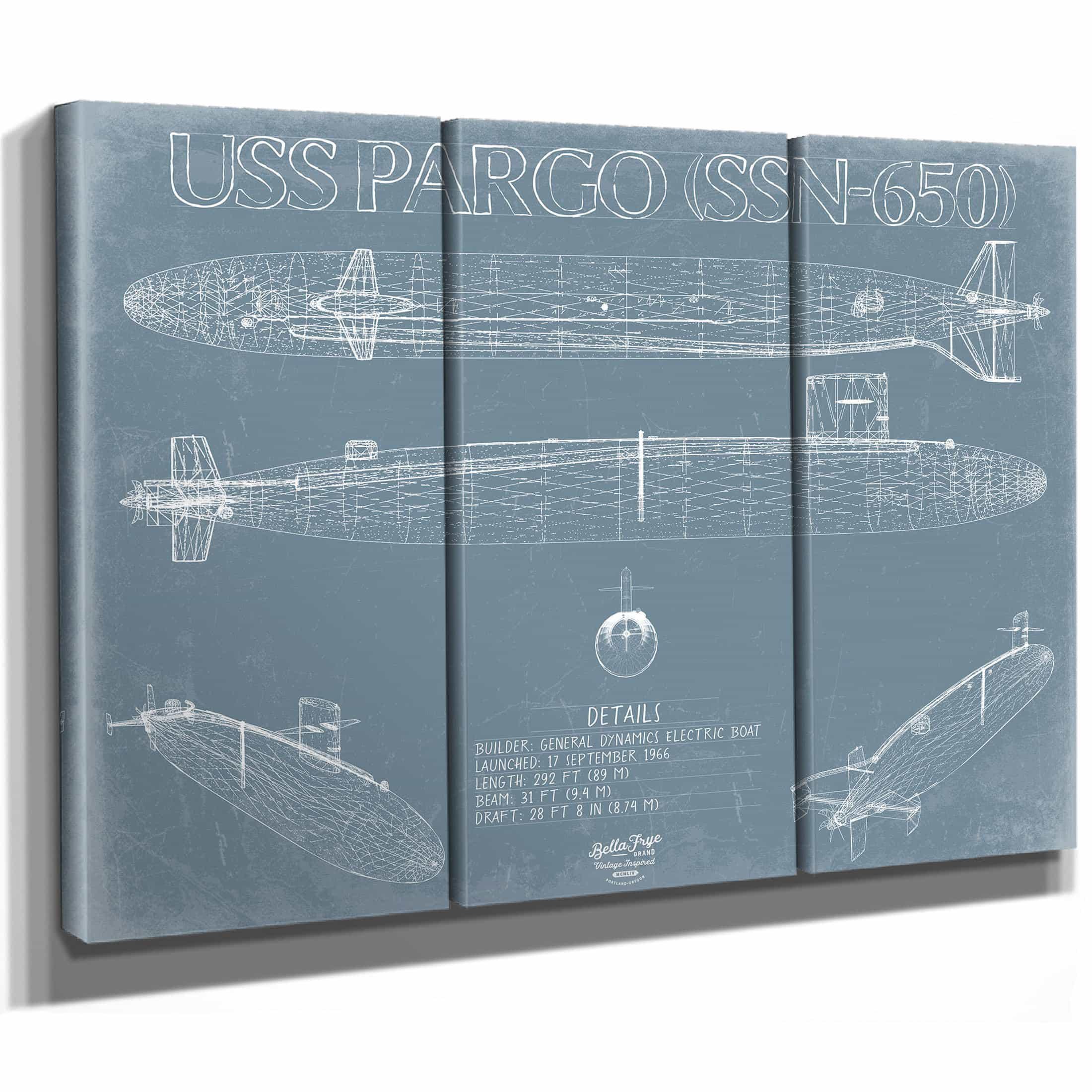 USS Pargo (SSN-650) Blueprint Wall Art - Original Nuclear-powered ...