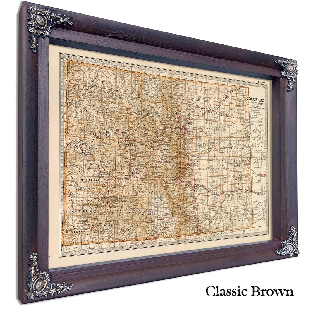Framed Colorado Vintage Map Ornate Embellishment Frame With Print - Etsy
