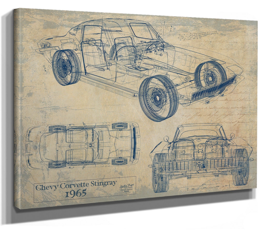Vintage 1965 Chevrolet Corvette Stingray Car Model Print, Original ...