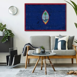 Guam Flag Weathered Wood Look Wall Art - Vintage Guam Island Territory ...
