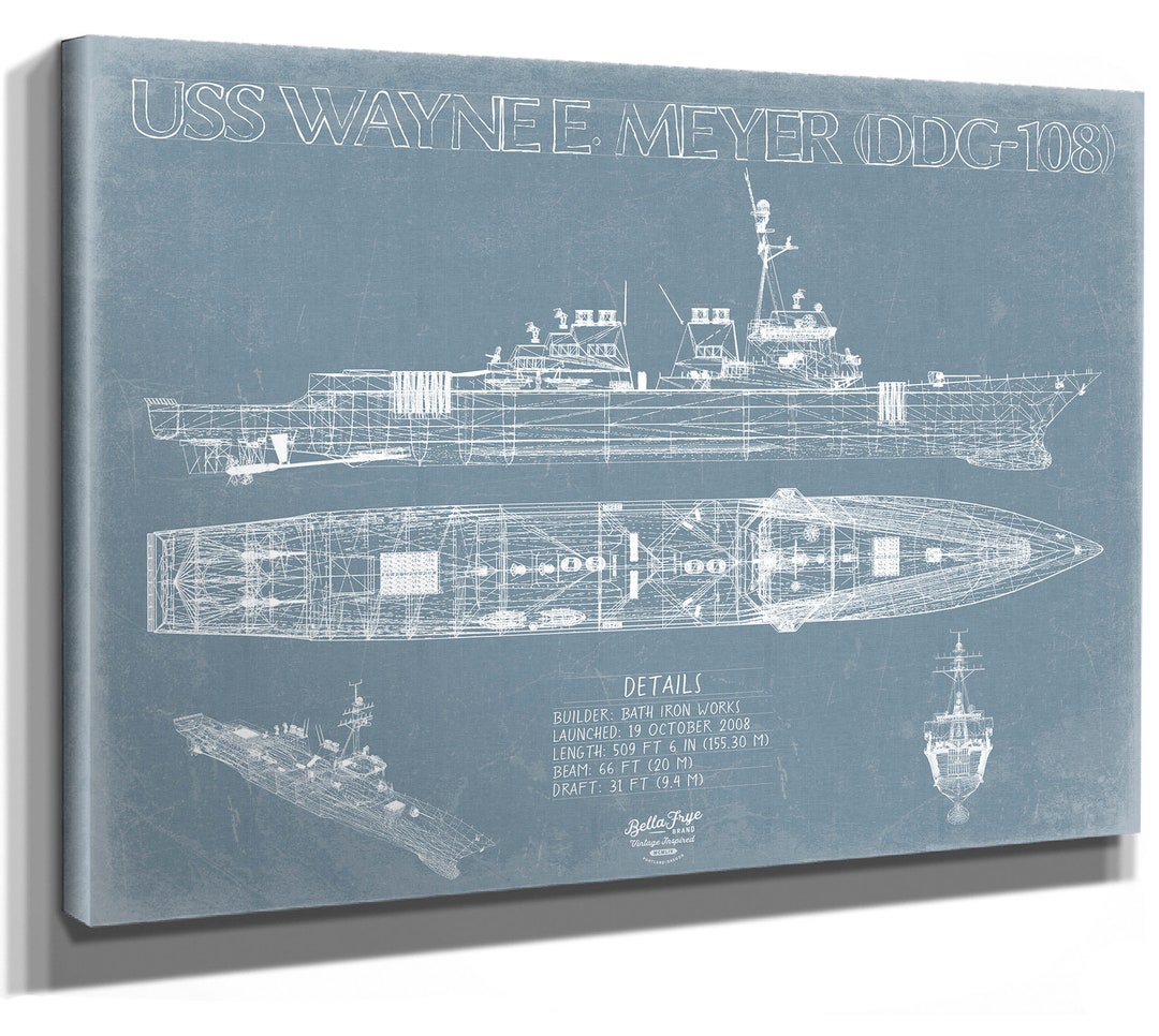 USS Wayne E. Meyer DDG-108 Blueprint Wall Art Original Guided-missile ...