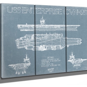 USS Enterprise (CVN-65) Aircraft Carrier Blueprint Wall Art - Original ...