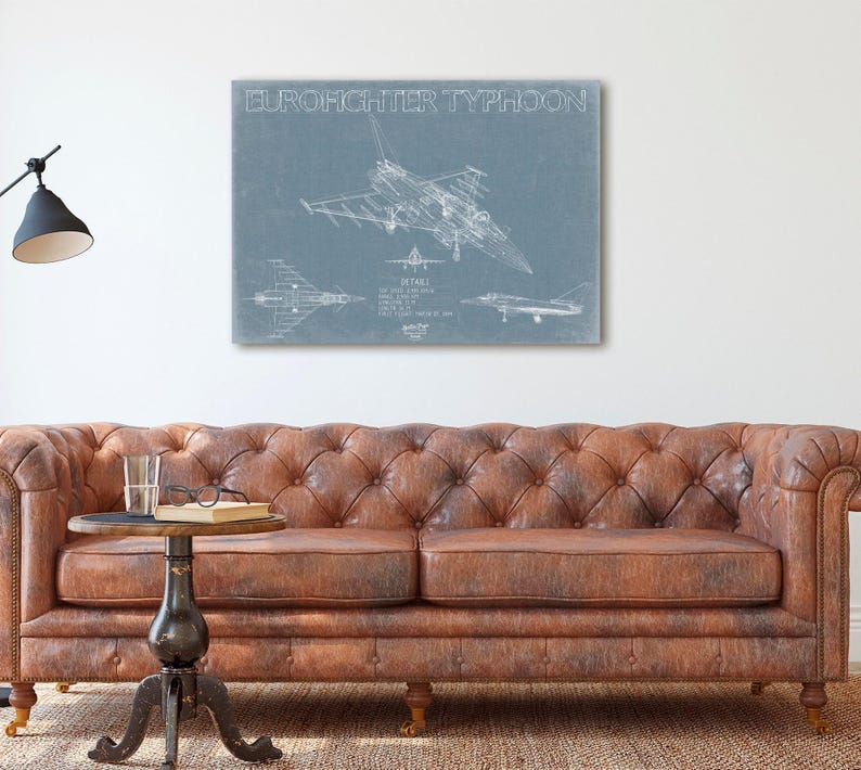 Eurofighter Typhoon Aircraft Blueprint Wall Art - Original Fighter ...