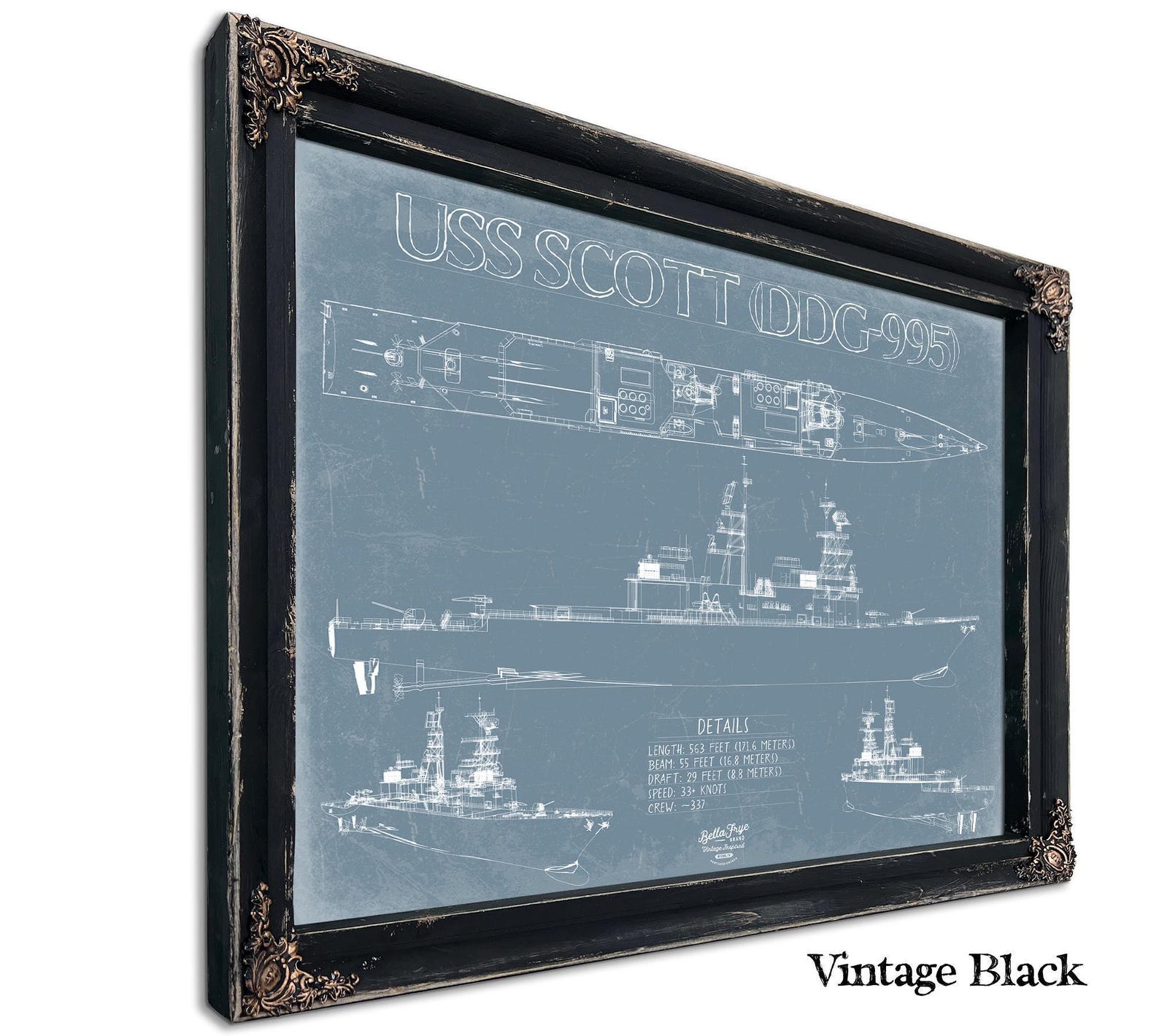 USS Scott (DDG-995) Blueprint Wall Art - Original Destroyer Print - Etsy
