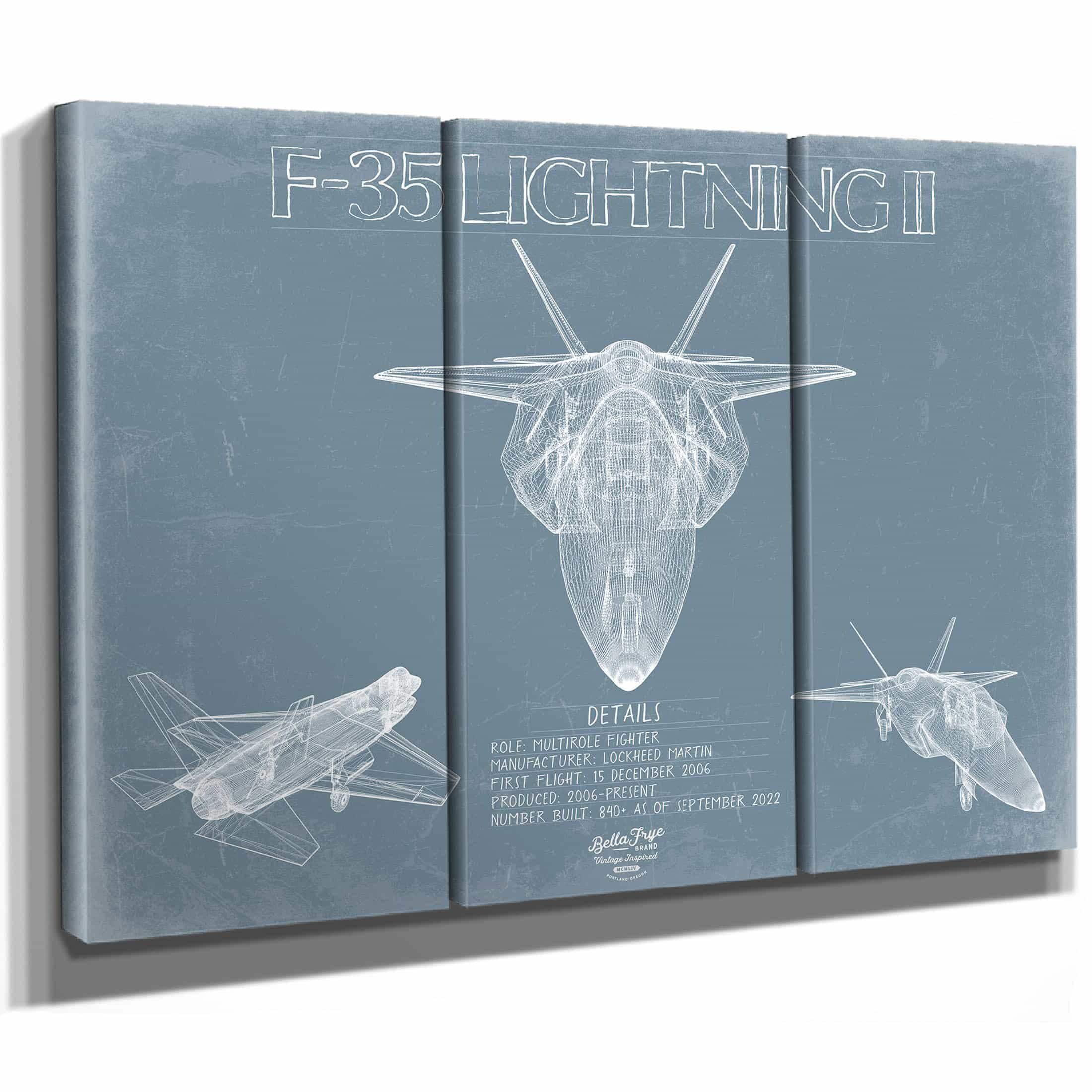 F-35 Lightning II Aircraft Blueprint Wall Art - Original Fighter Plane ...