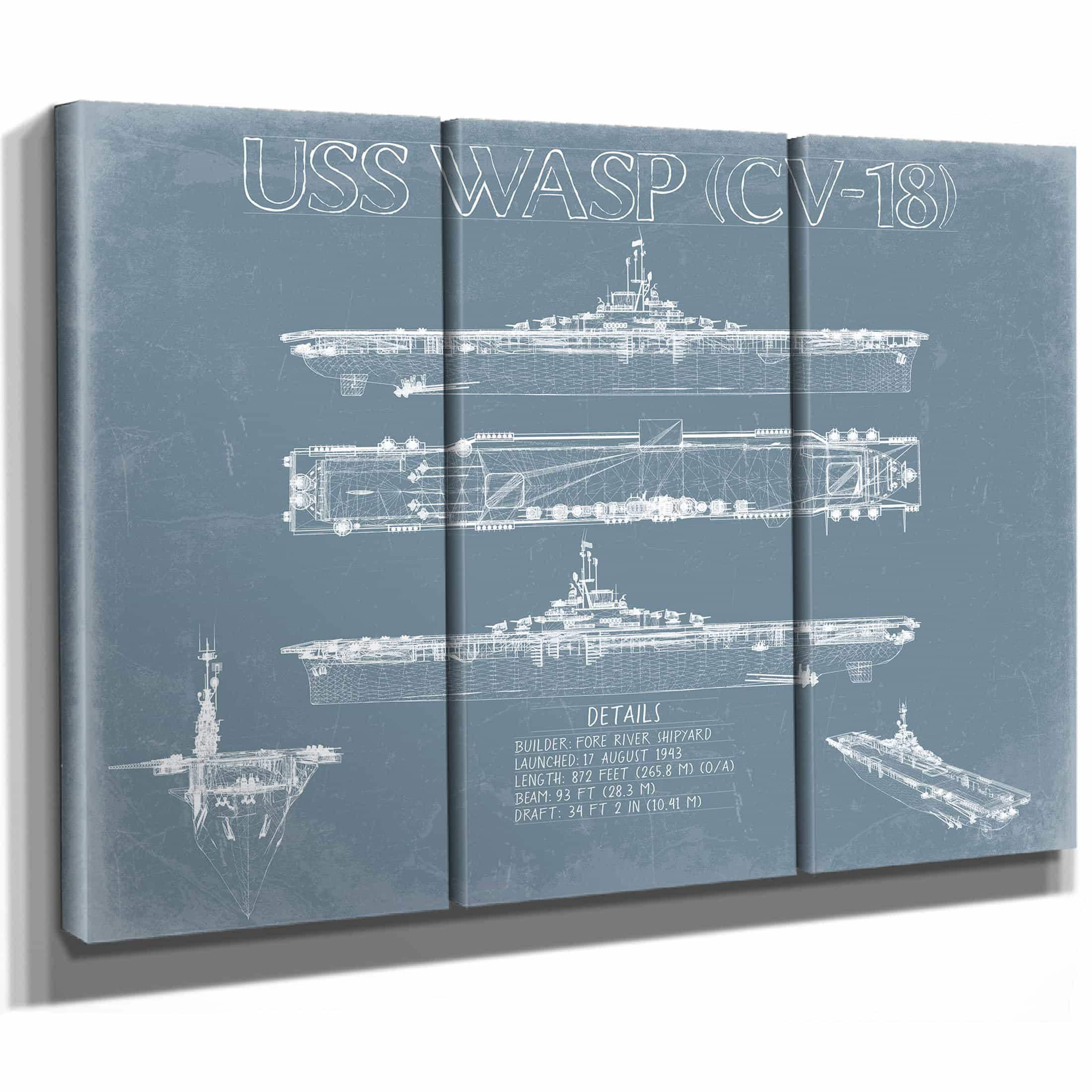 USS Wasp (CV-18) Blueprint Wall Art - Original Carrier Print - Etsy