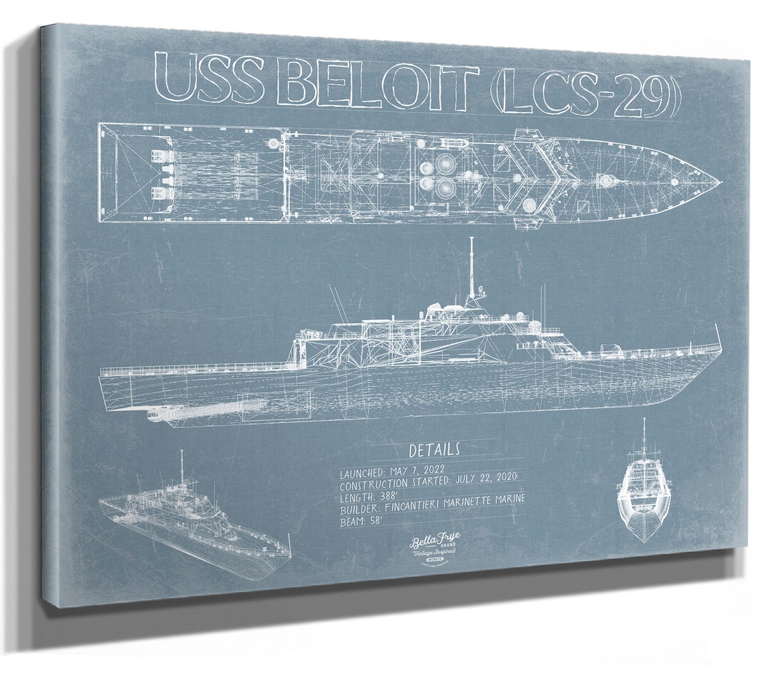 USS Beloit (LCS-29) Blueprint Wall Art - Original Littoral Combat Ship ...