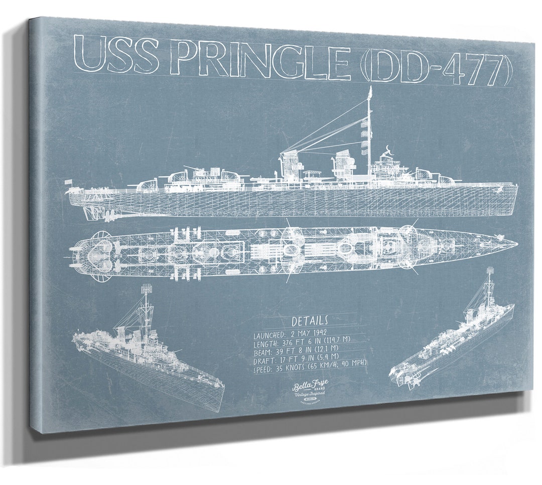 USS Pringle (DD-477) Blueprint Wall Art - Original Destroyer Print - Etsy