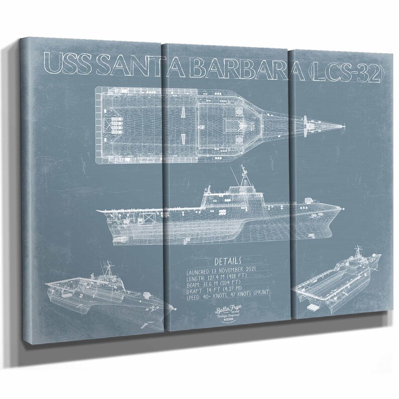 USS Santa Barbara (LCS-32) Blueprint Wall Art - Original Littoral ...