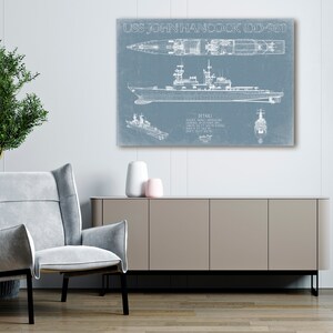 USS John Hancock (DD-981) Blueprint Wall Art - Original Destroyer Print ...
