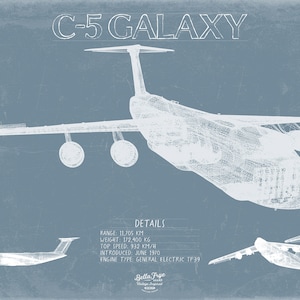 C-5 Galaxy Blueprint Wall Art - Original Aviation Plane Print - Etsy