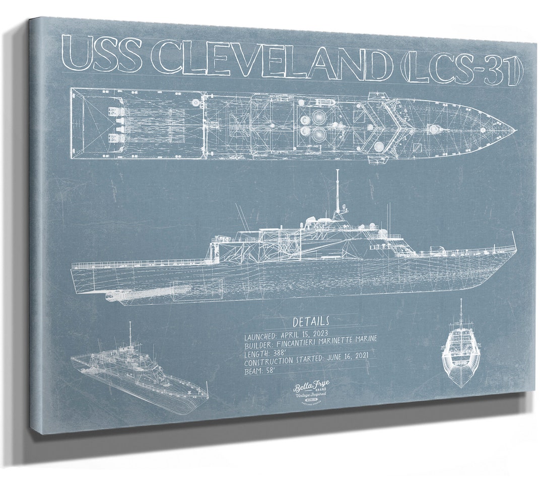 USS Cleveland (LCS-31) Blueprint Wall Art - Original Littoral Combat ...
