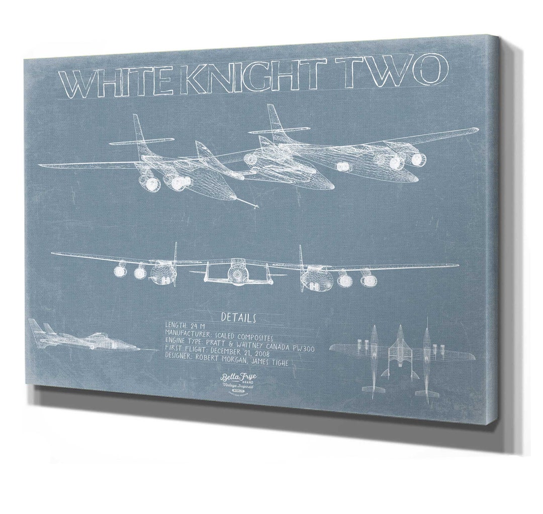 White Knight Two Aircraft Blueprint Wall Art - Original Plane Print ...