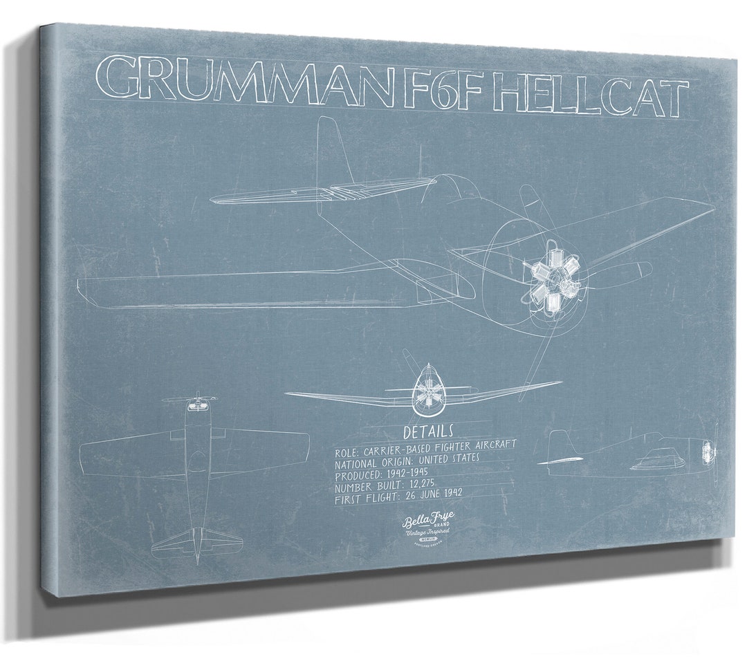 F6F Hellcat Blueprint Wall Art - Original Airplane Print - Etsy