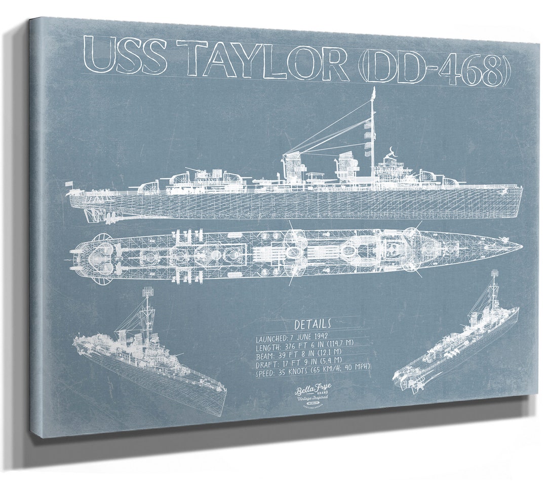 USS Taylor DD-468 Blueprint Wall Art Original Destroyer Print - Etsy