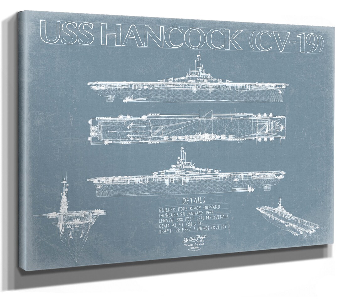 USS Hancock CV-19 Blueprint Wall Art Original Carrier Print - Etsy