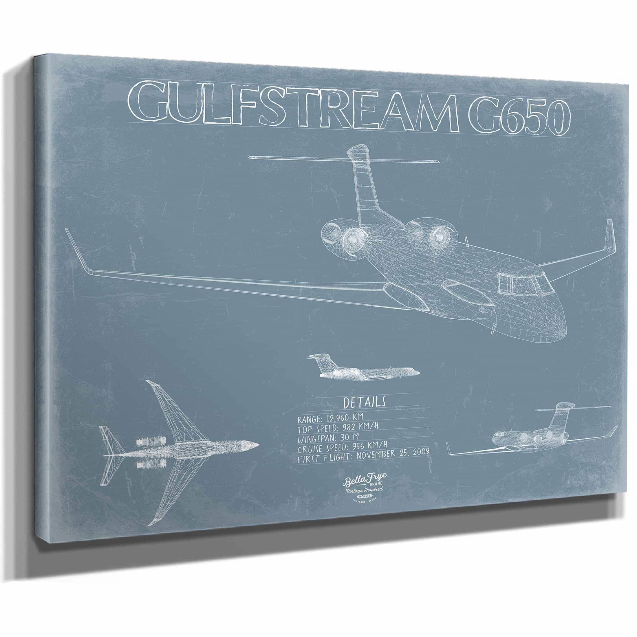 Gulfstream G650 Aircraft Blueprint Wall Art - Original Aviation Plane ...