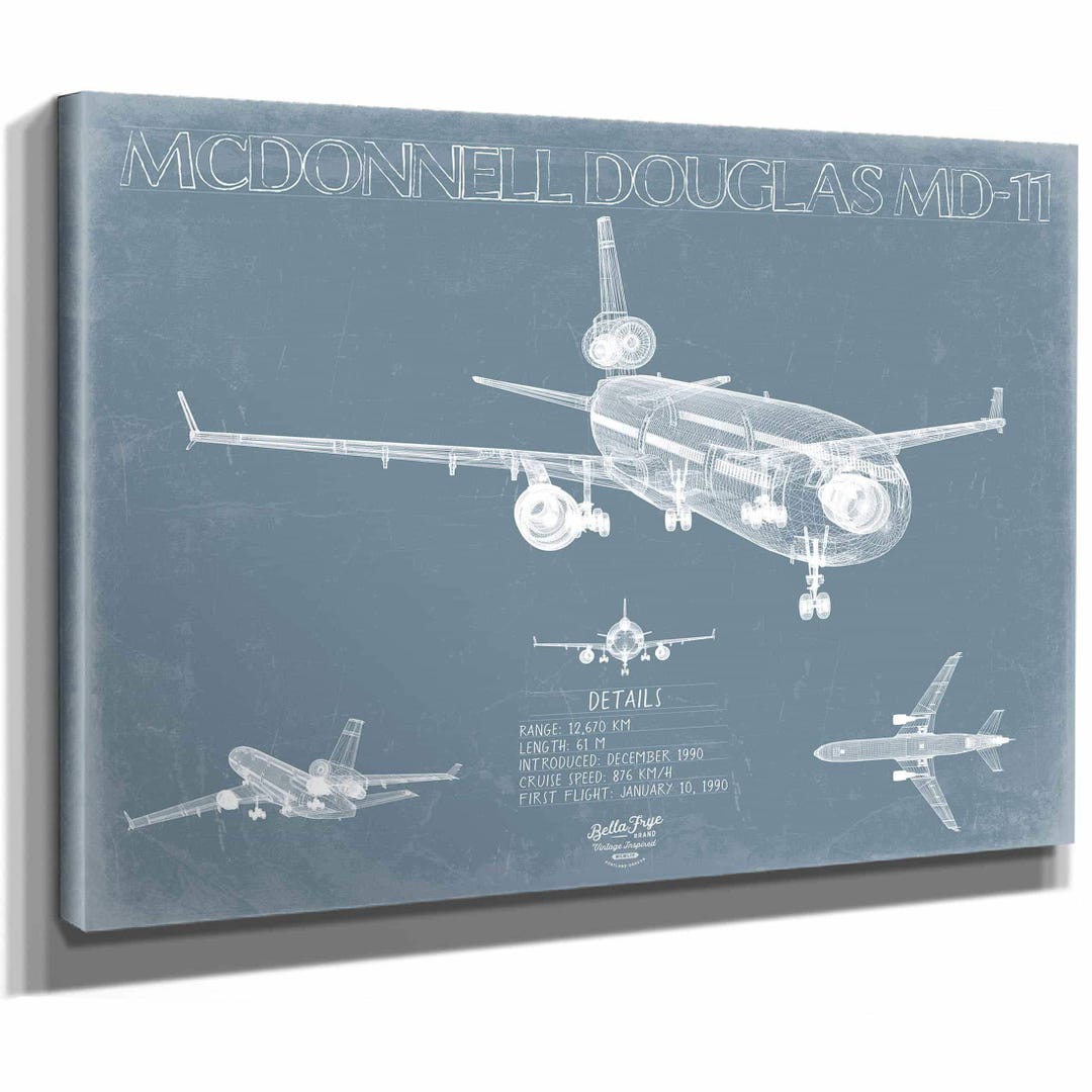 Mcdonnell Douglas MD-11 Aircraft Blueprint Wall Art - Original Aviation ...