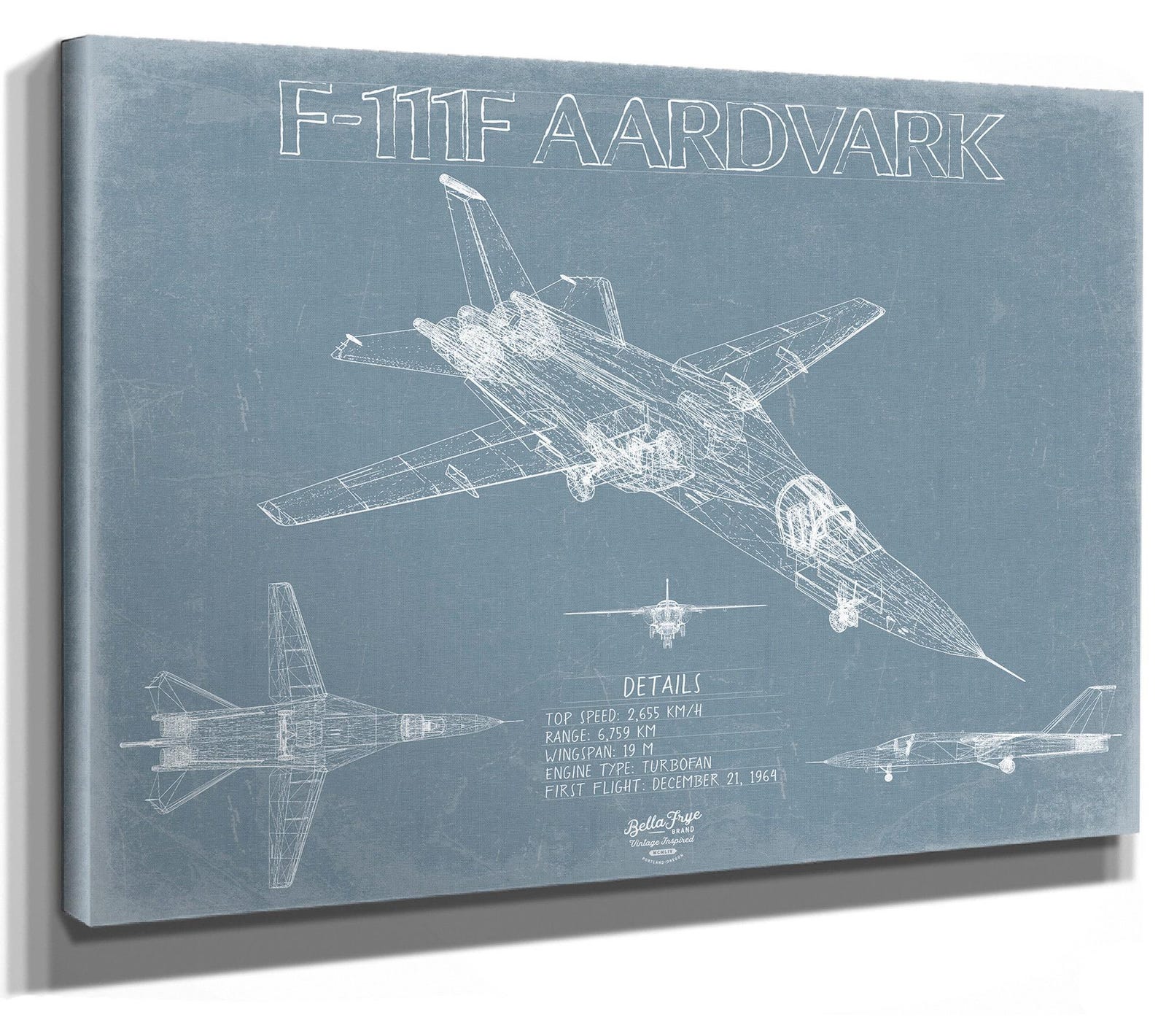 General Dynamics F-111 Aardvark Aircraft Blueprint Wall Art - Original ...