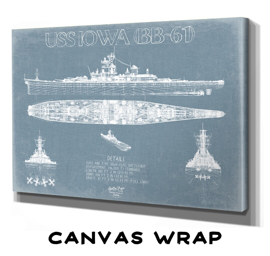 USS Iowa (BB-61) Blueprint Wall Art - Original Battleship Print - Etsy