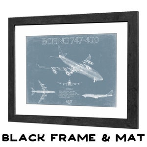 Boeing 747-400 Aircraft Blueprint Wall Art Original Aviation Plane ...