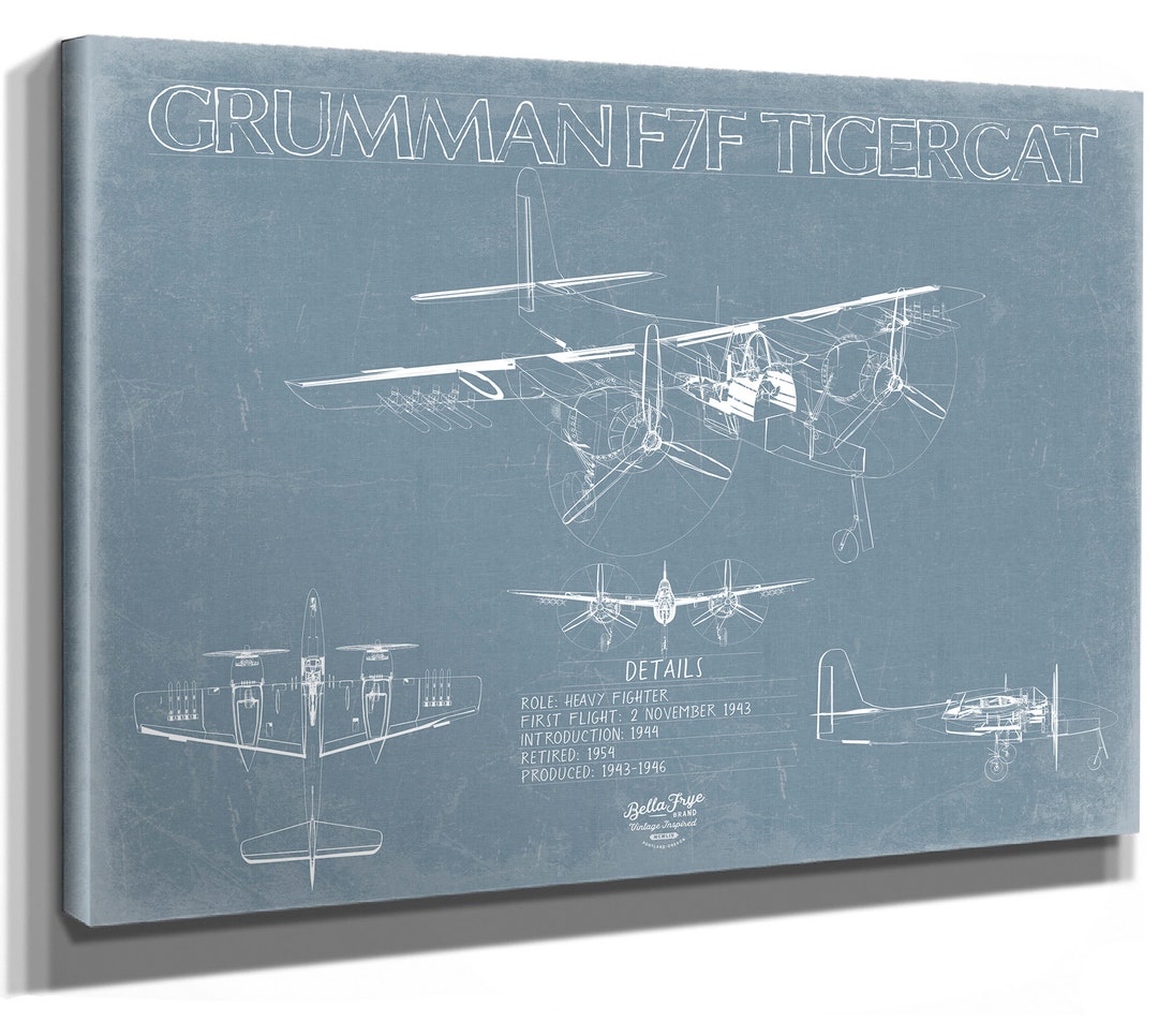 F7F Tigercat Blueprint Wall Art - Original Airplane Print - Etsy
