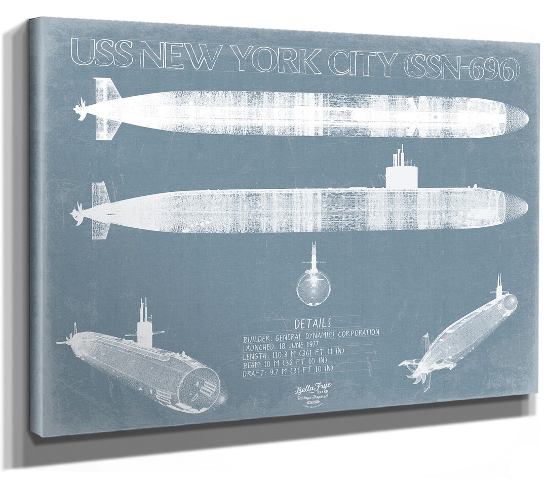 USS New York City (SSN-696) Blueprint Wall Art - Original Submarine ...